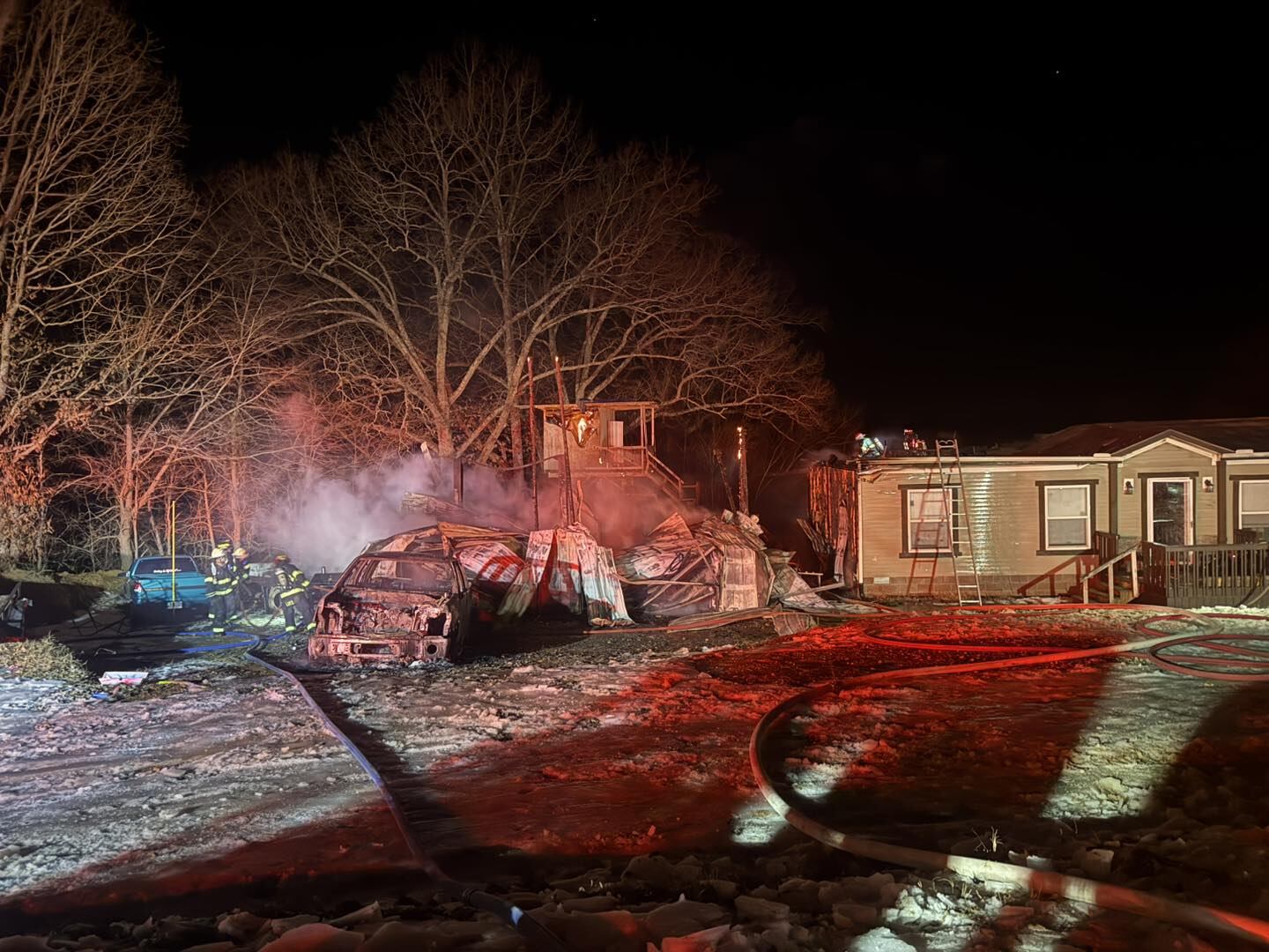 Car engine fire sparks in garage, spreads to home in Montgomery County