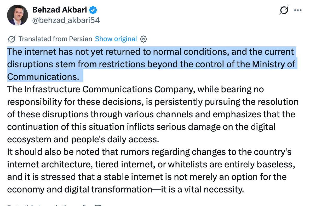 Iran's internet slowly returns but remains heavily filtered