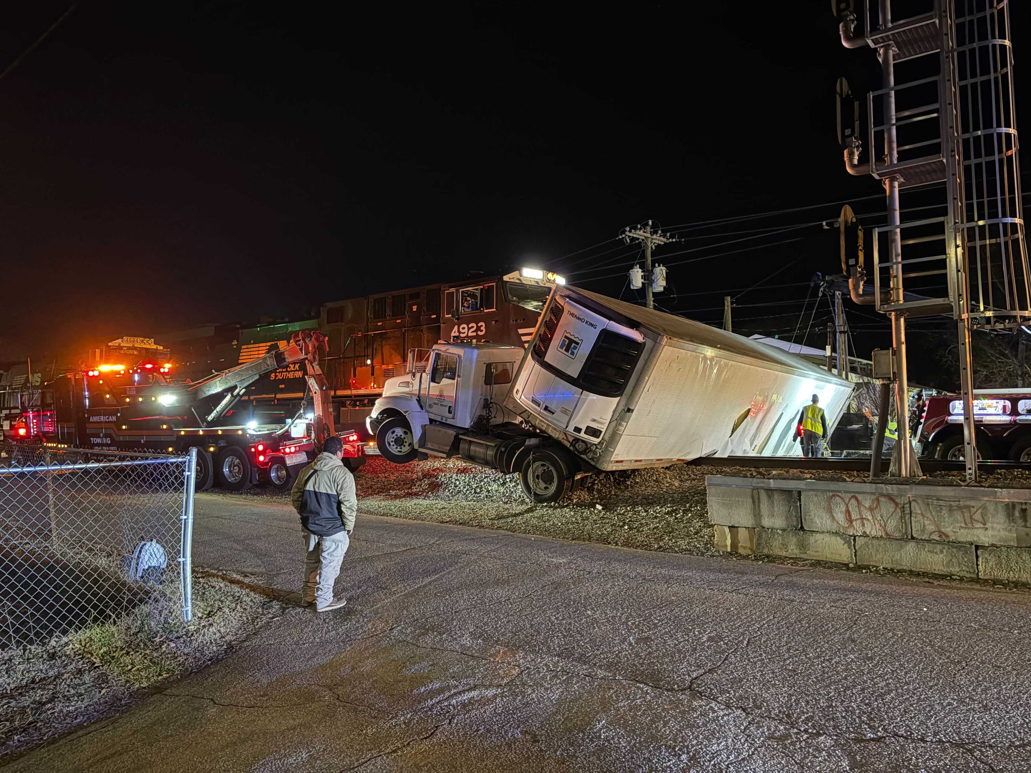 18-wheeler stuck on tracks struck by train in the Upstate