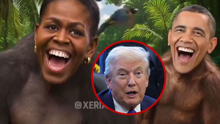 Trump shares Truth Social post depicting Barack and Michelle Obama as ...