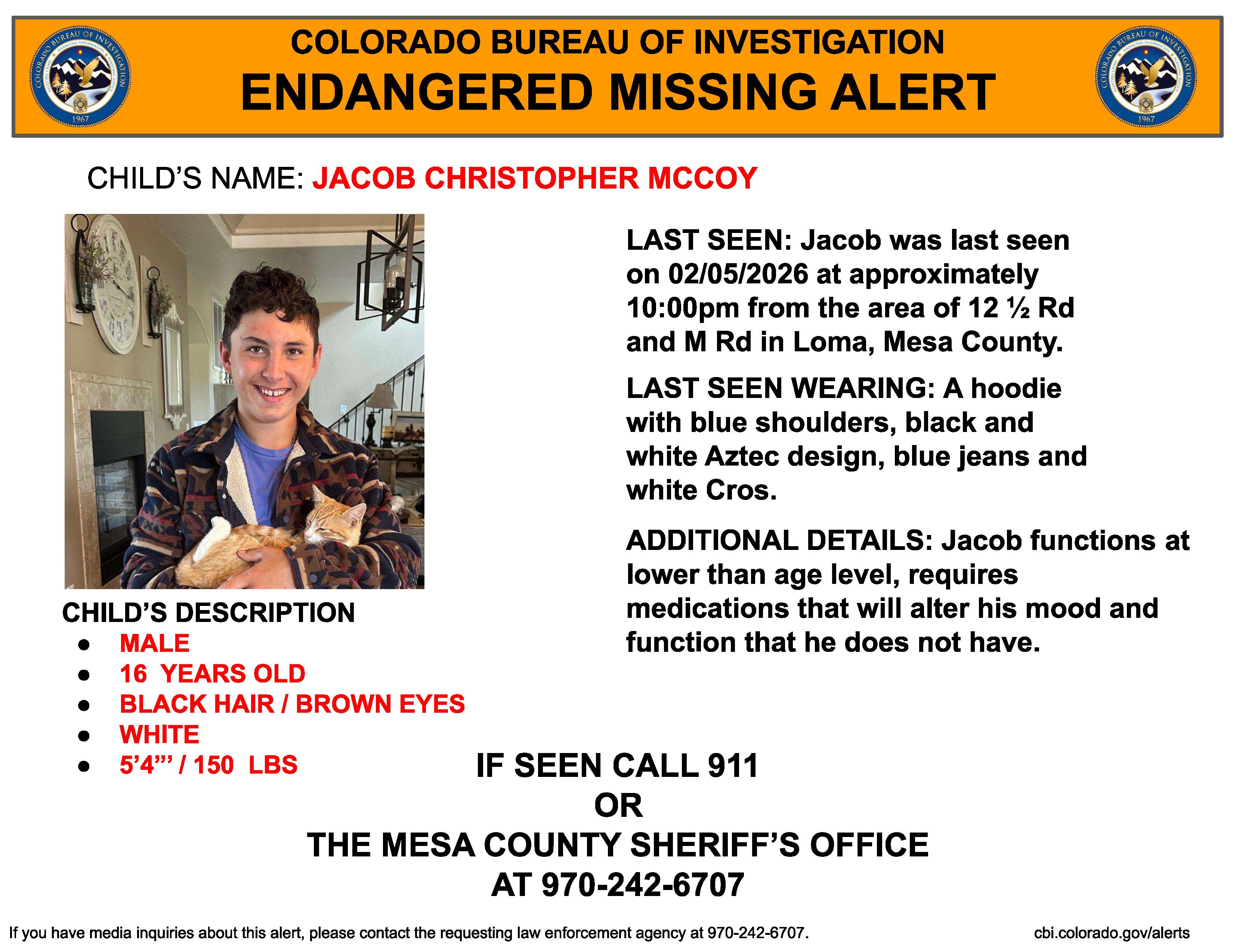 Colorado authorities search for missing 16-year-old from Loma