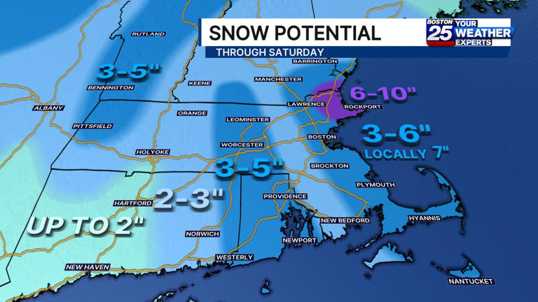 New snowfall map: Weekend storm could bring up to 10 inches of snow to ...