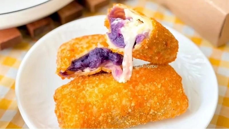 Resep risol ubi ungu lumer dengan isian keju