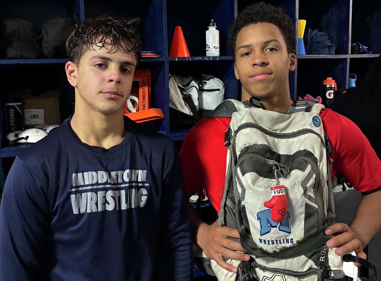 Middletown wrestlers Isaiah McDaniel, Joshua Ramos push each other in ...