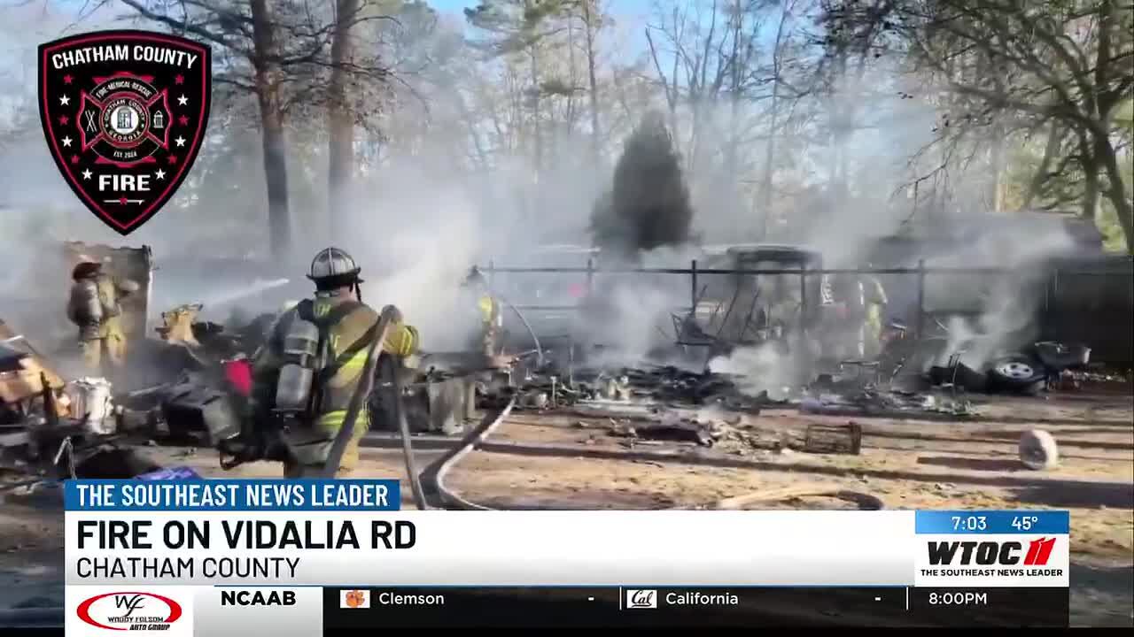 Chatham County firefighters extinguish camper fire on Vidalia Road