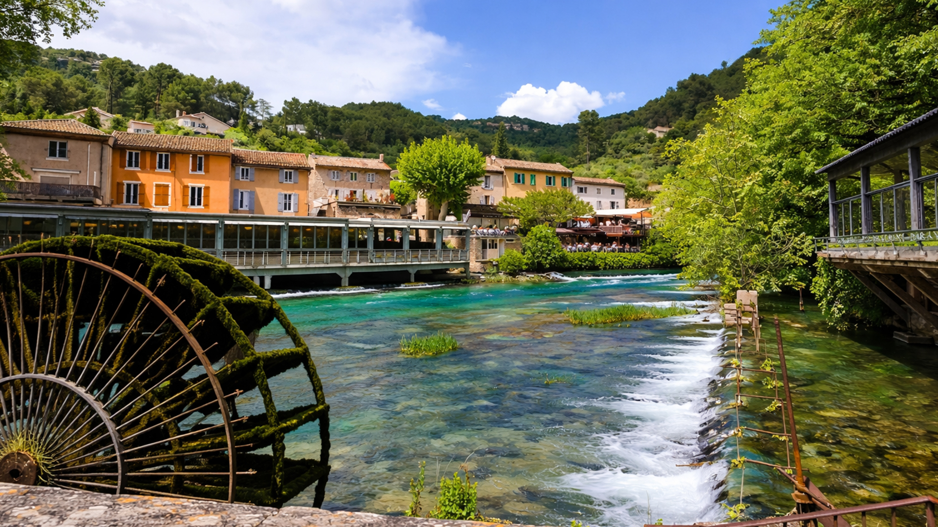 Fontaine de Vaucluse : village paisible au bord de la Sorgue (4K)