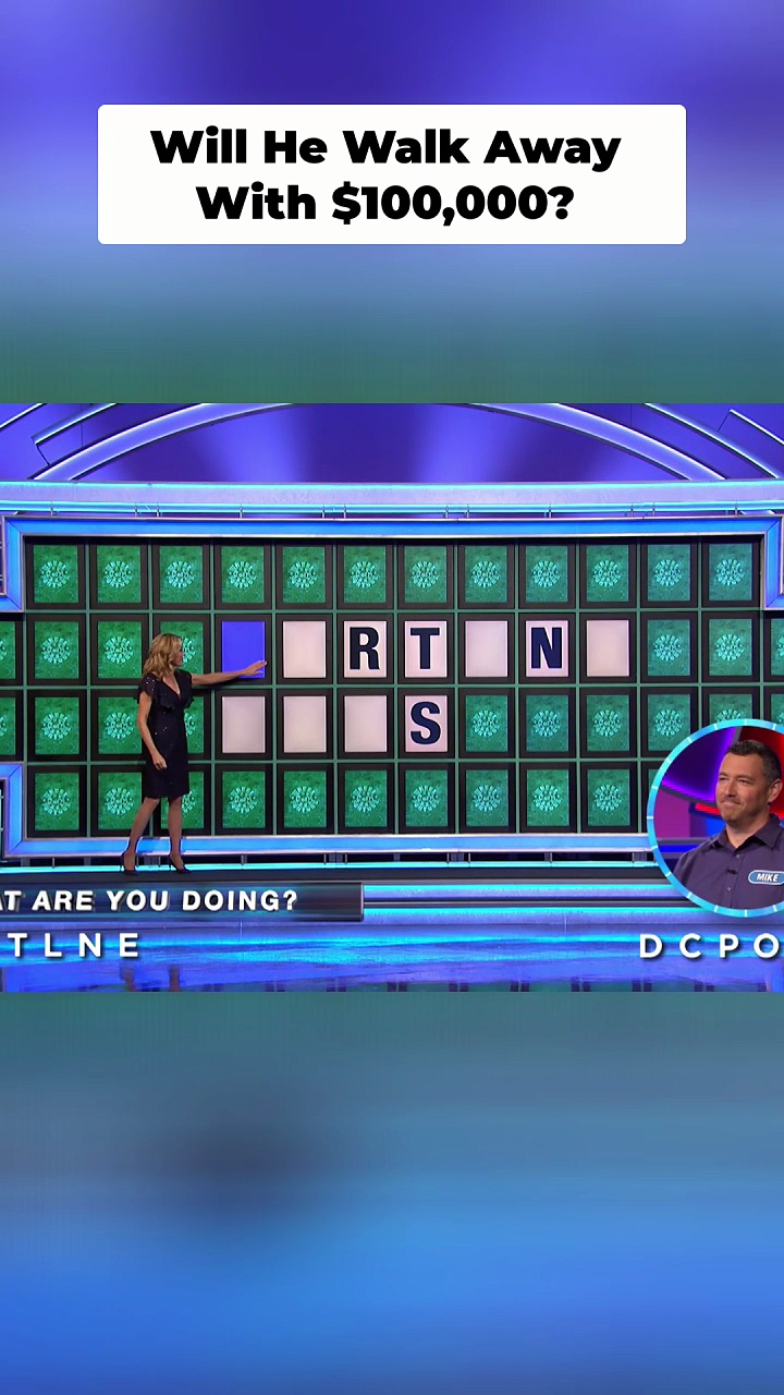 Pat Sajak and Vanna White watch Mike go for $100,000 on Wheel of Fortune