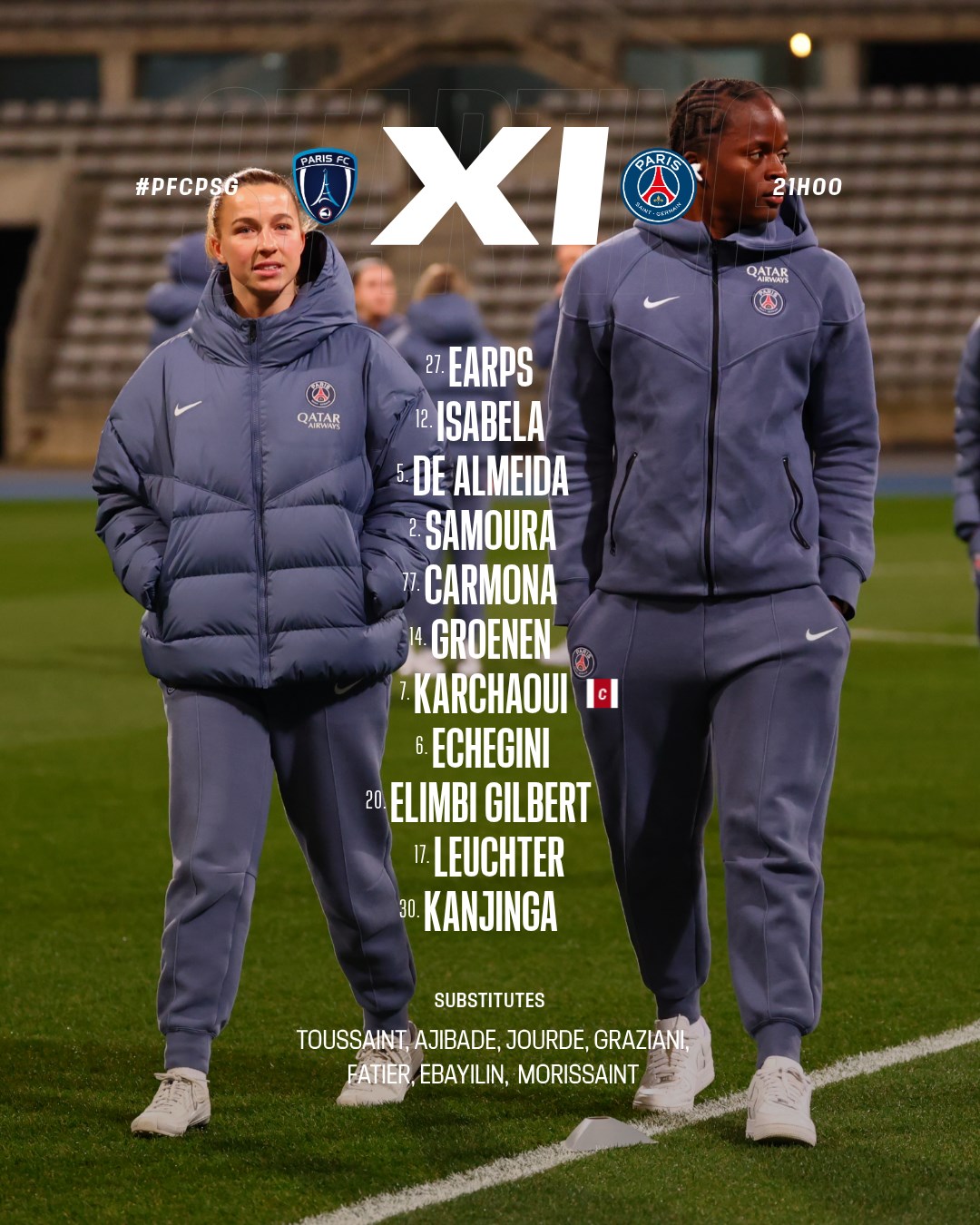 Paris FC/PSG – Les équipes officielles