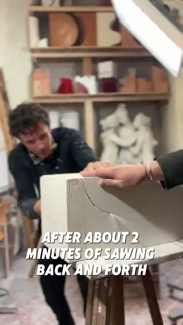 Diamond wire and clay transform gypsum into modern sculpture