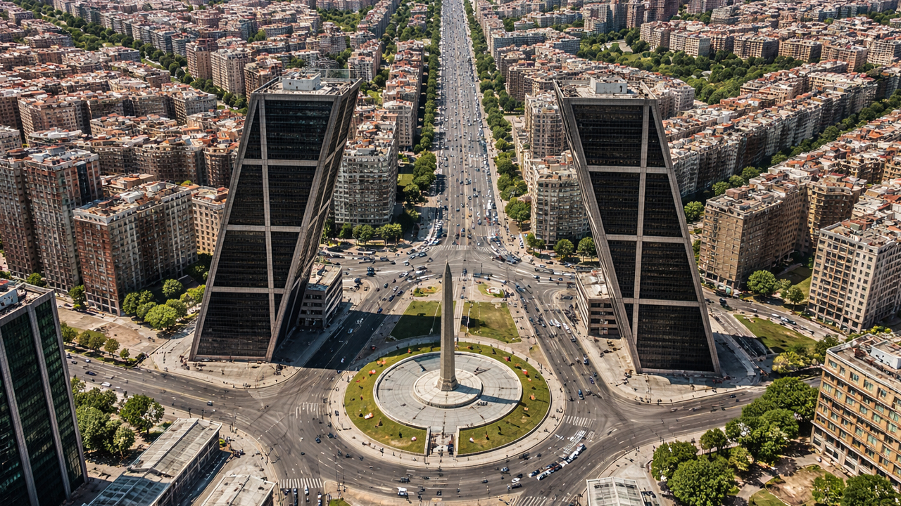 Modern Madrid architecture from above