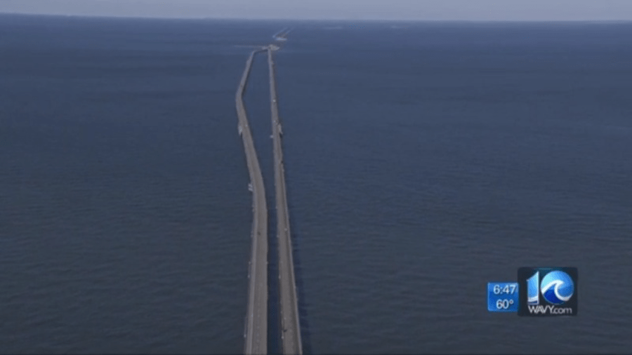 Chesapeake Bay Bridge-Tunnel under level 2 wind restrictions
