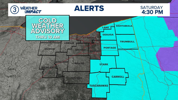 Cold weather advisory until Sunday morning for eastern portion of ...