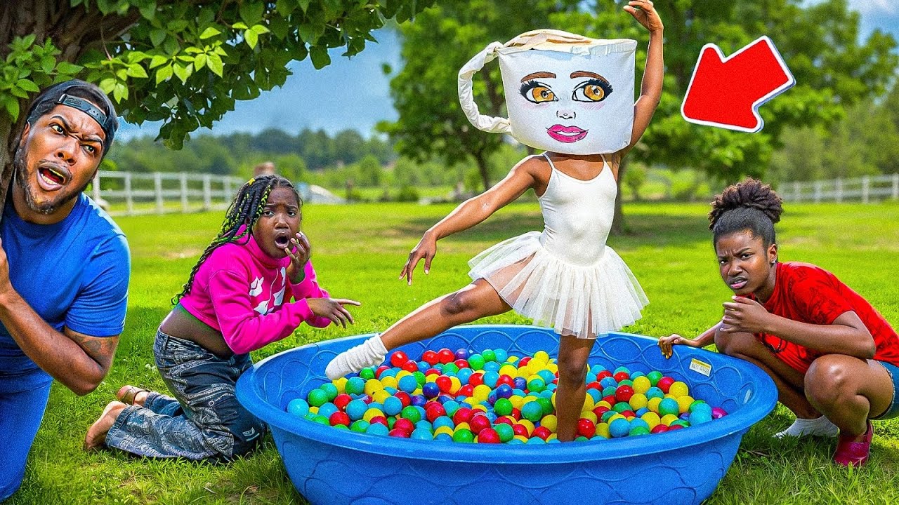 I caught ballerina Cappuccina inside this ball pit