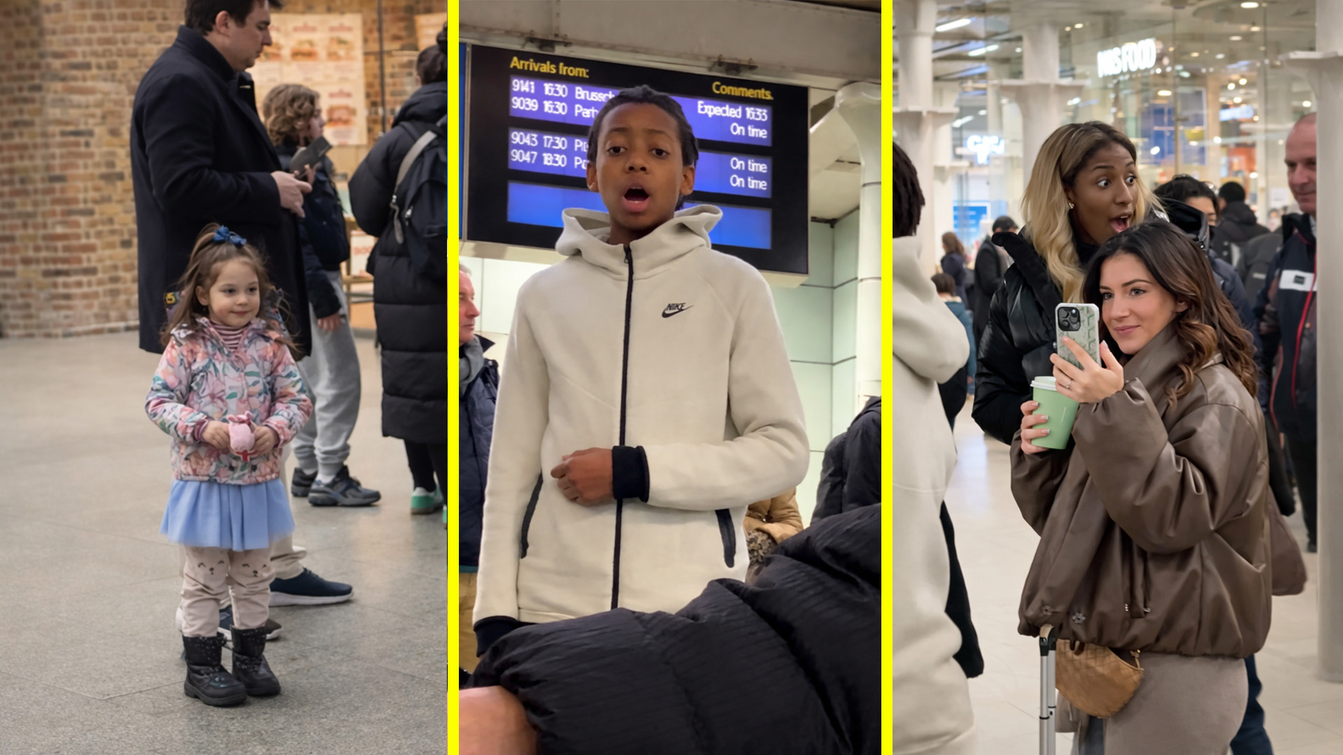 A 15-year-old boy performs at a train station