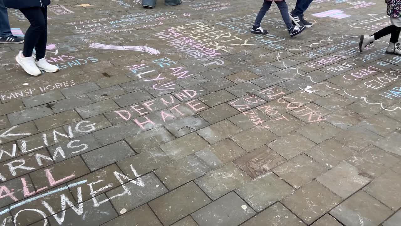 Trans activists stage a protest against JK Rowling outside London ...