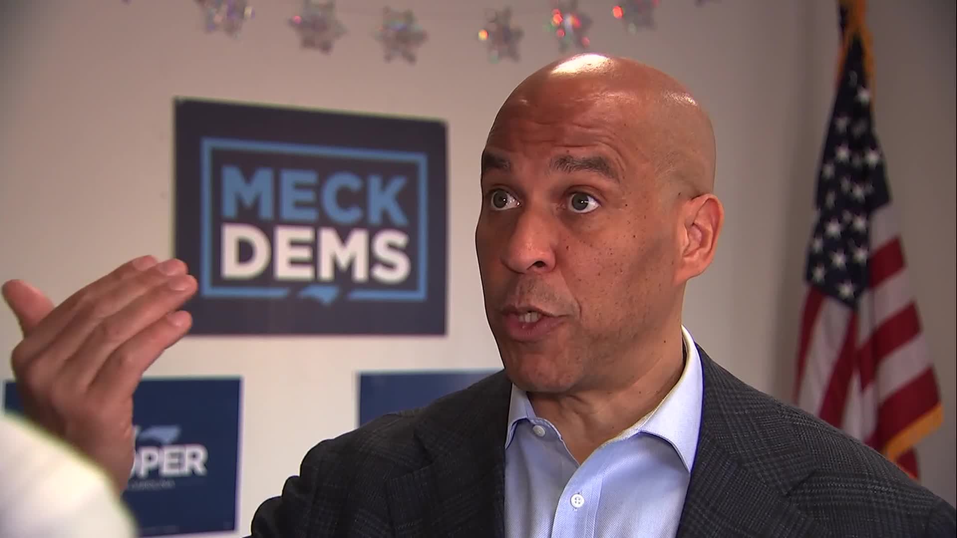 Senator Cory Booker shares his plans to back Roy Cooper