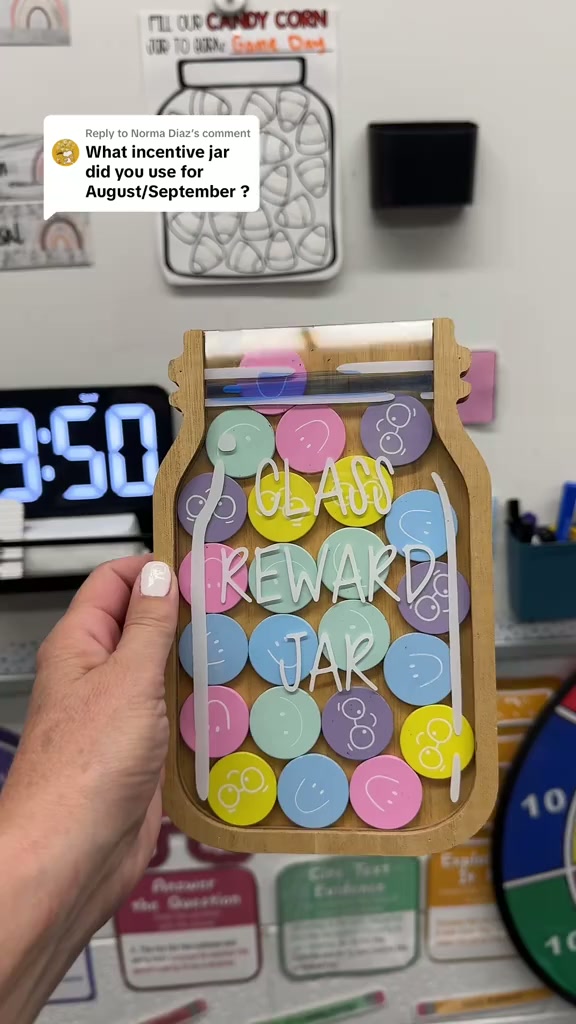 My magnetic class reward jar for August and September