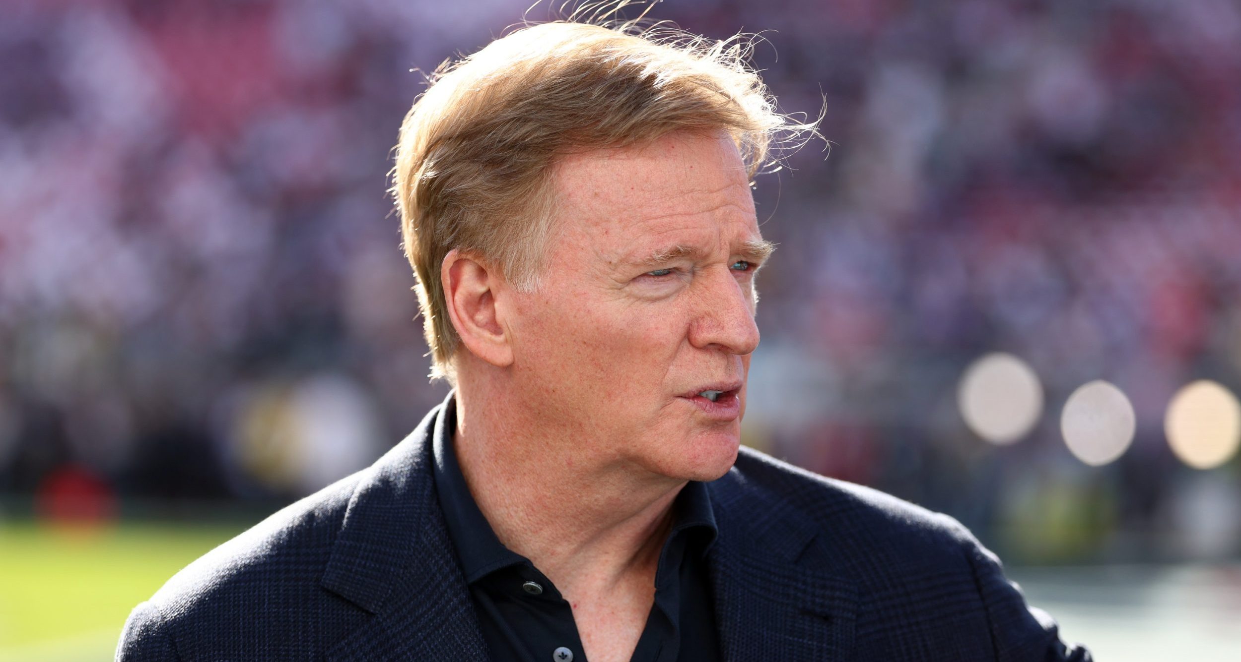 Roger Goodell invites VIPs to his luxury box during Super Bowl