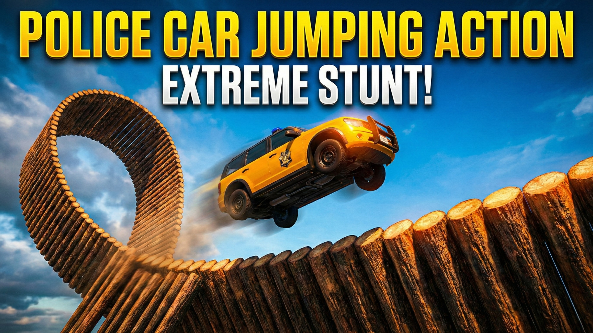 Loop bridge freeway challenge: Cars jumping and police car stunts
