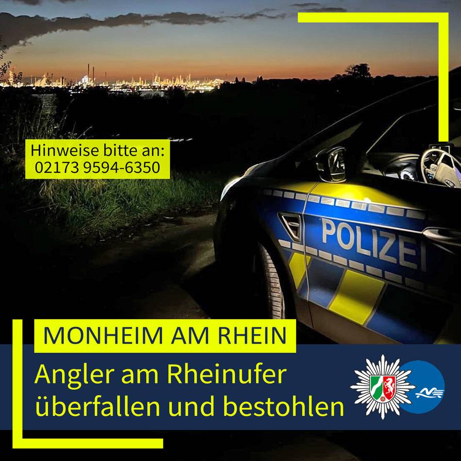 Angler am Rheinufer überfallen, getreten und bestohlen
