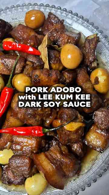 Pork adobo with premium dark soy sauce