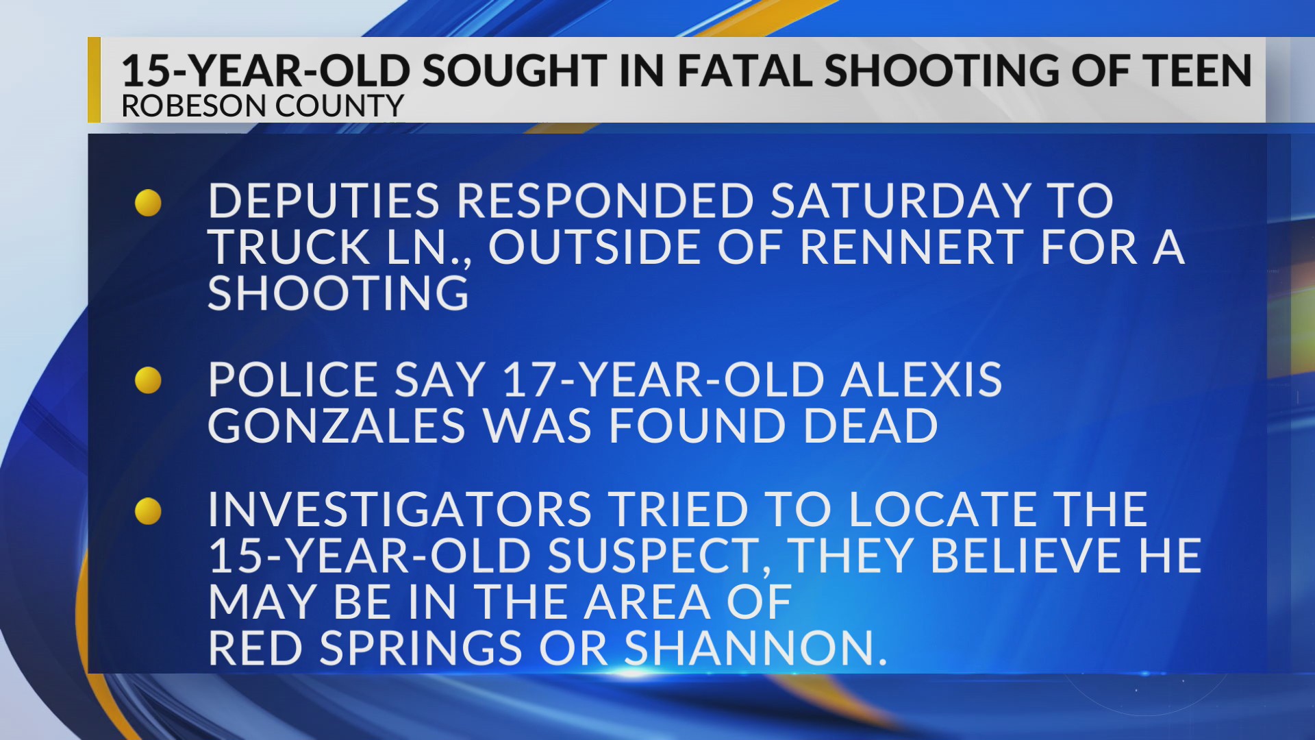 15-year-old sought in fatal shooting of teen in Robeson County ...