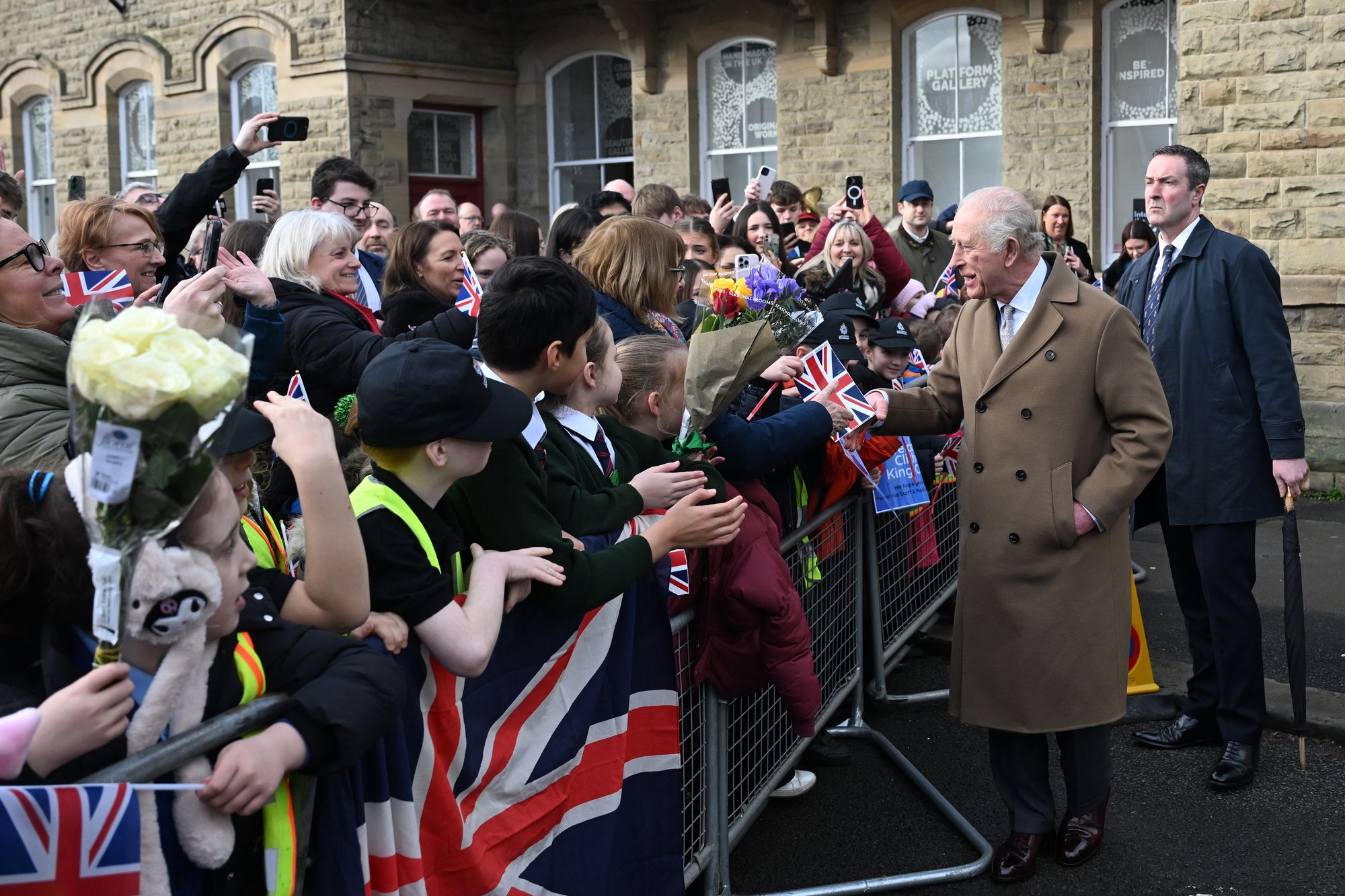 Scenes as King Charles greets crowds in Clitheroe during Lancashire ...