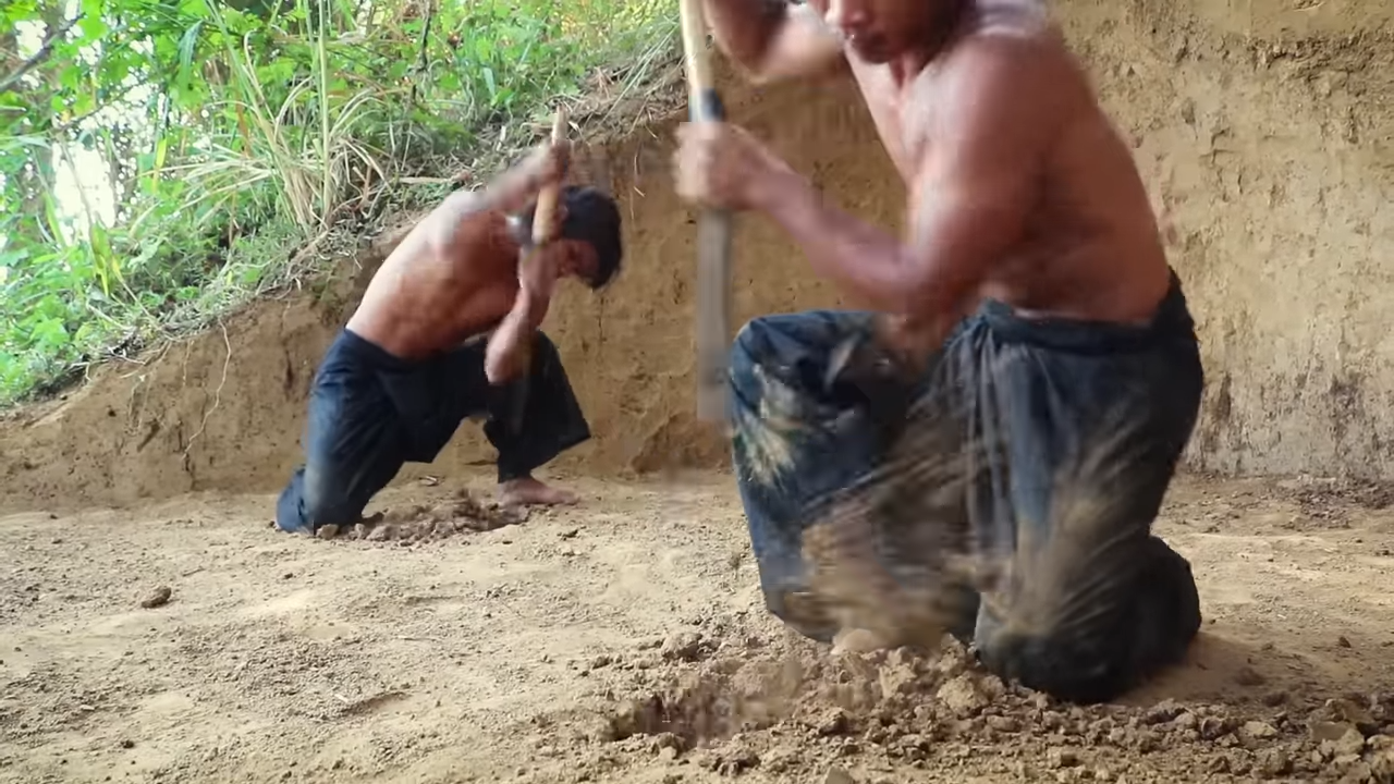 30 days of digging below ground, then the waterfall pool nearly failed