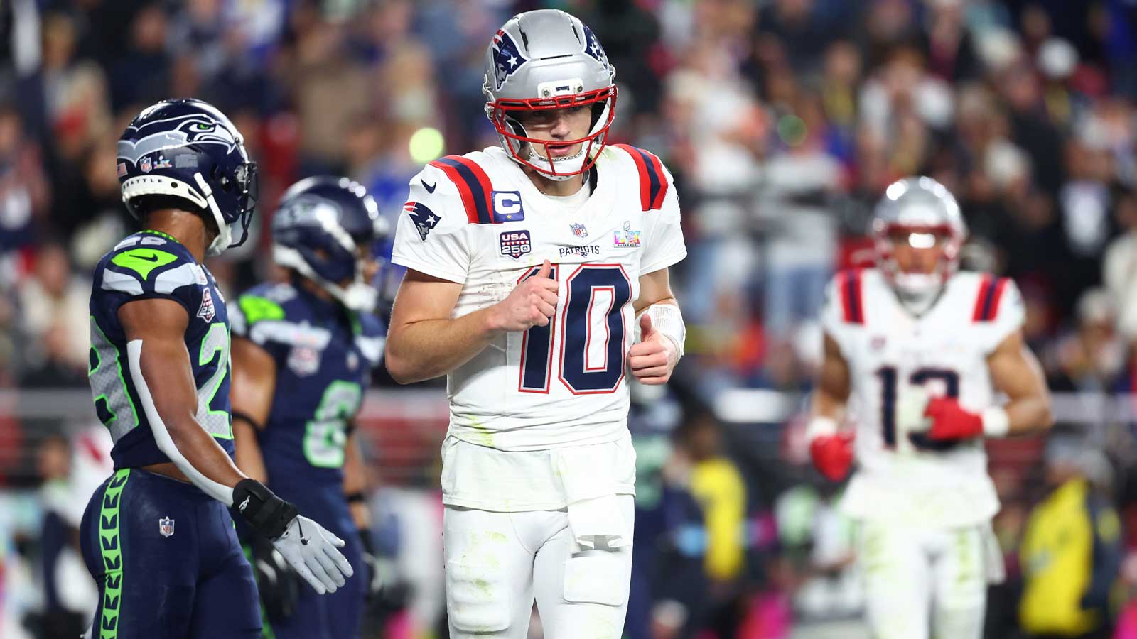 Patriots’ Drake Maye has brutal 3-word reaction to Super Bowl LX disaster