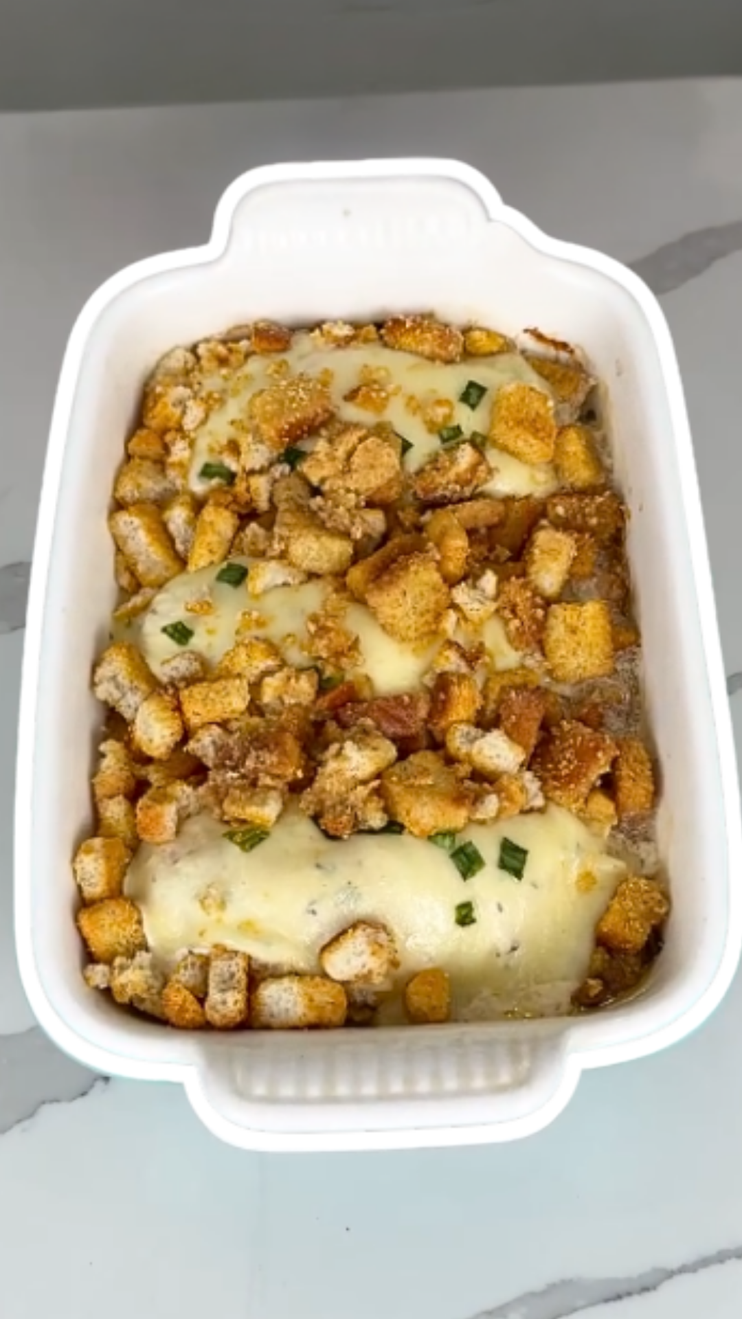 Four ingredient baked Caesar chicken dinner