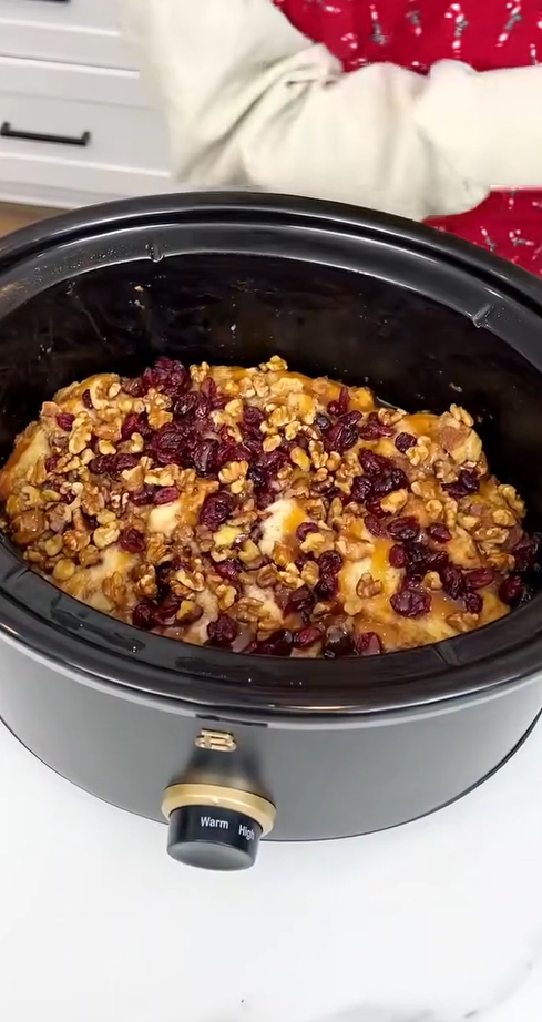 Sticky bread pudding made effortless in the slow cooker