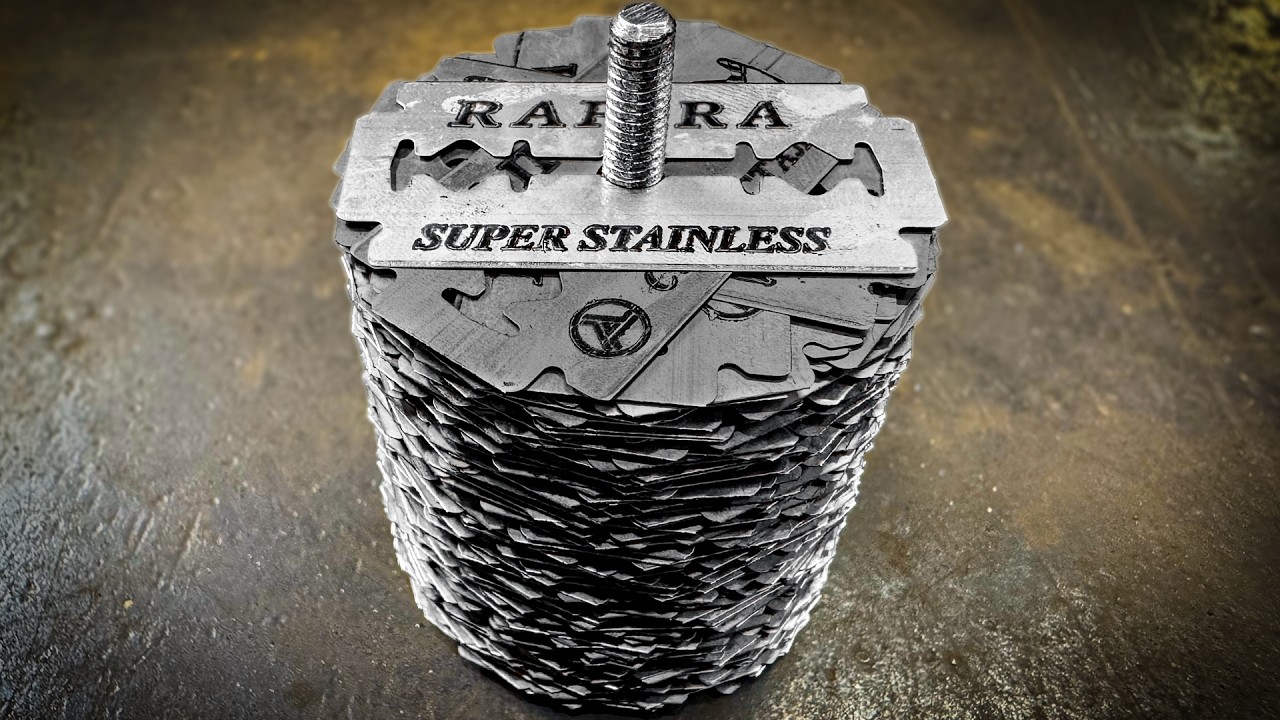 He forged a knife from hundreds of razor blades