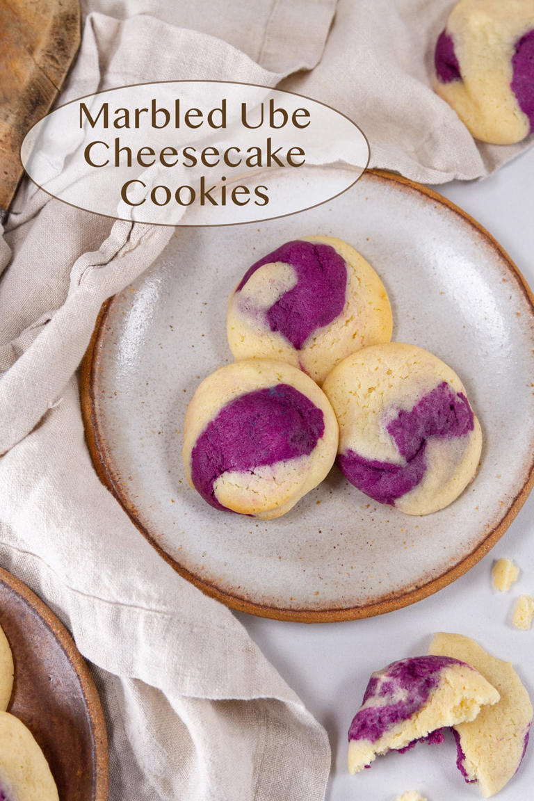 Marbled ube cheesecake cookies