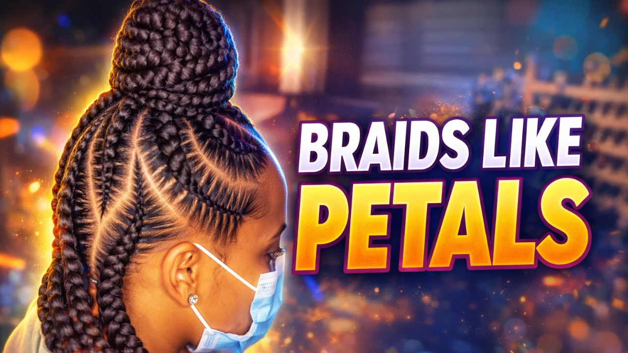 Braids like petals | Half up half down feed-in braids