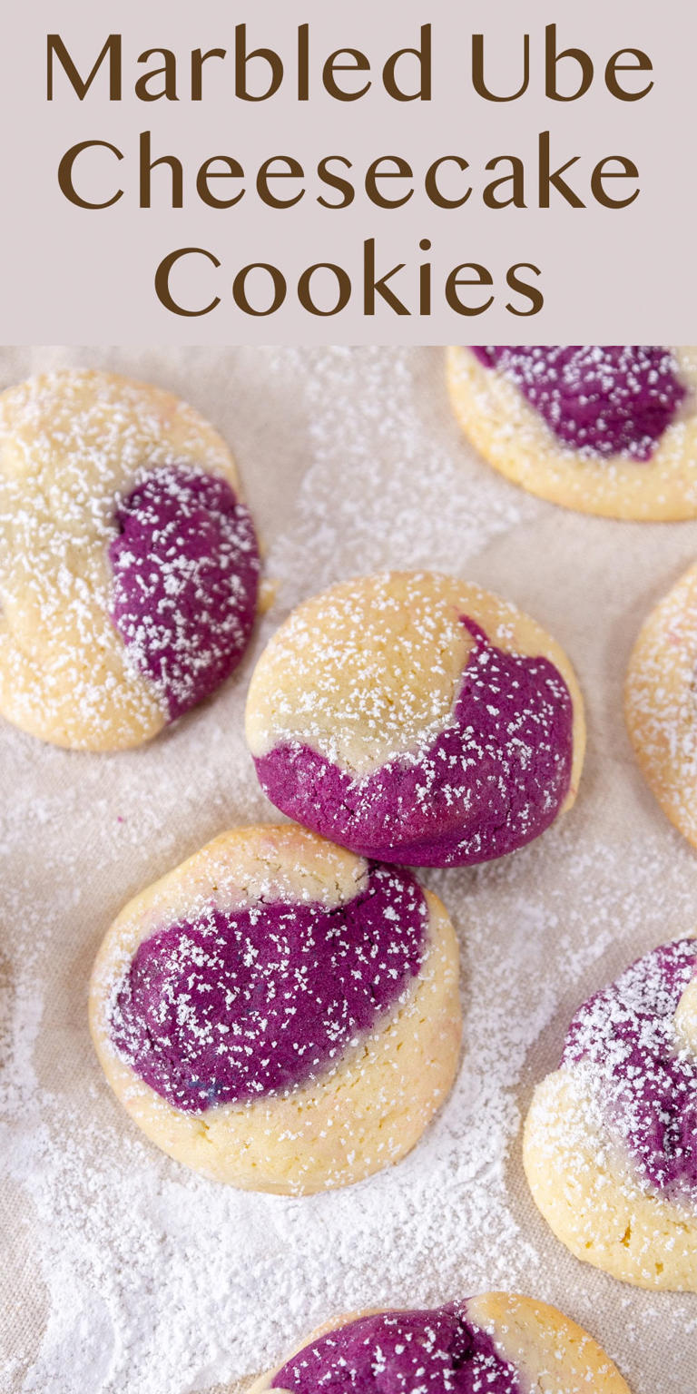 Marbled ube cheesecake cookies