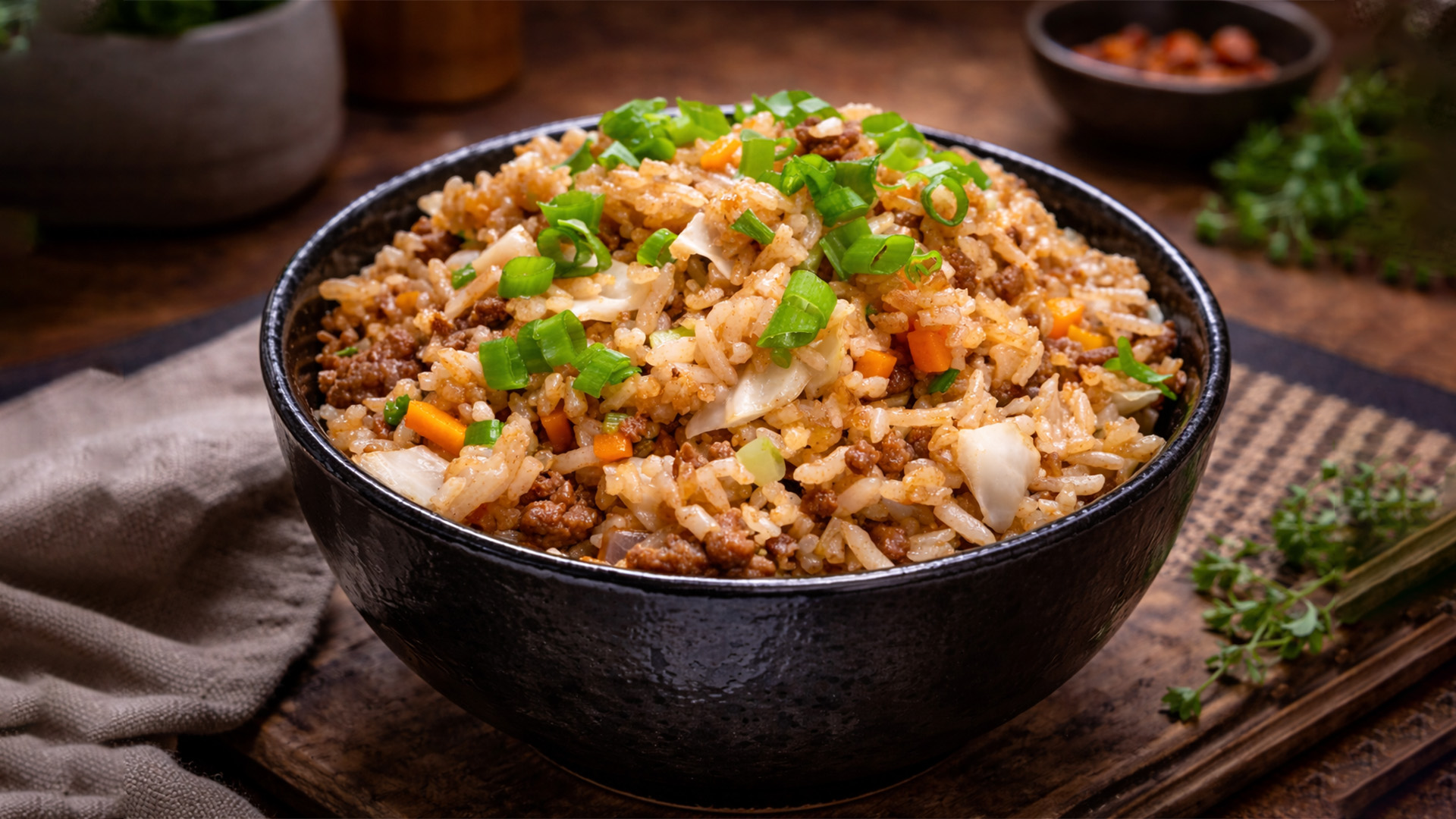 This beef chao fan beats takeout rice