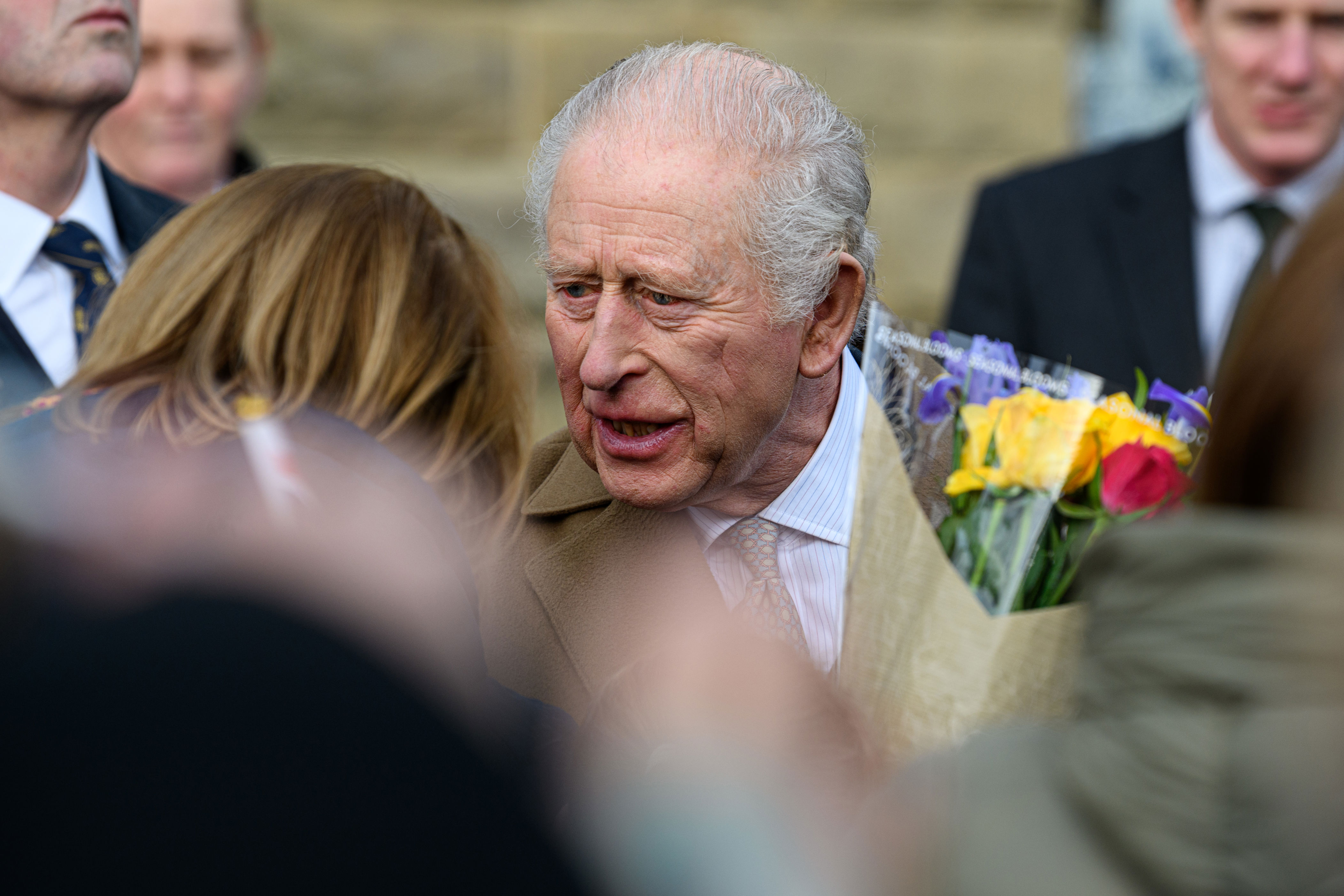 Scenes as King Charles greets crowds in Clitheroe during Lancashire ...