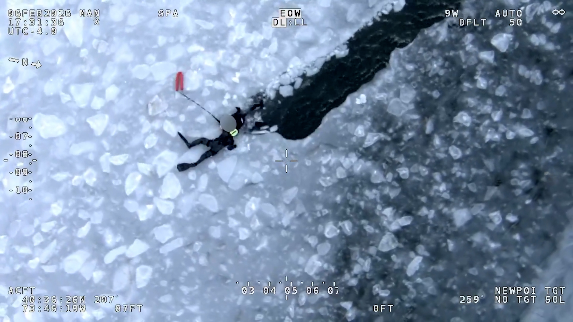 Three people rescued from frozen water in New York