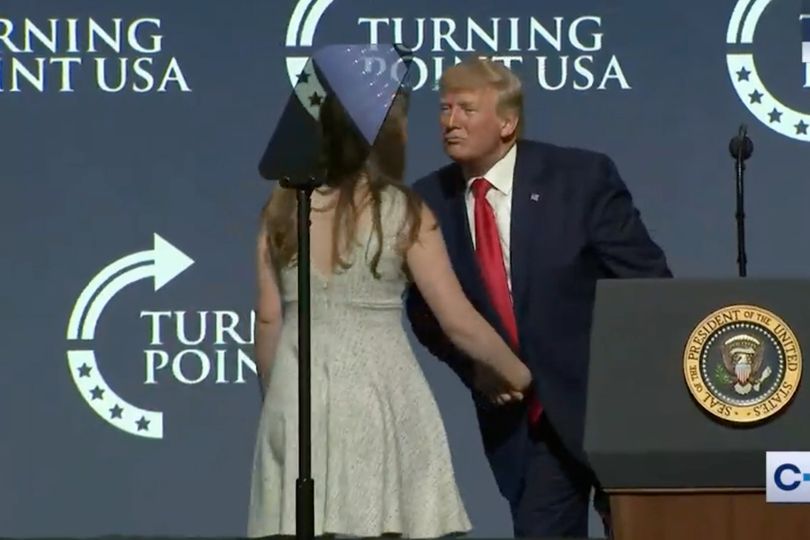 Donald Trump branded 'creep' after video of him attempting to kiss ...