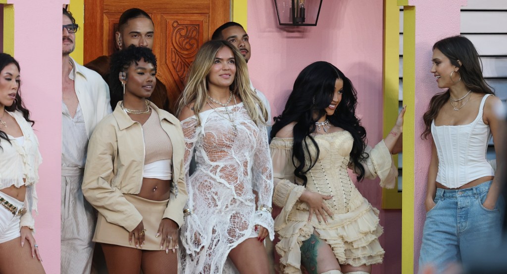Jessica Alba, Cardi B and Karol G bring designer looks for Bad Bunny's ...