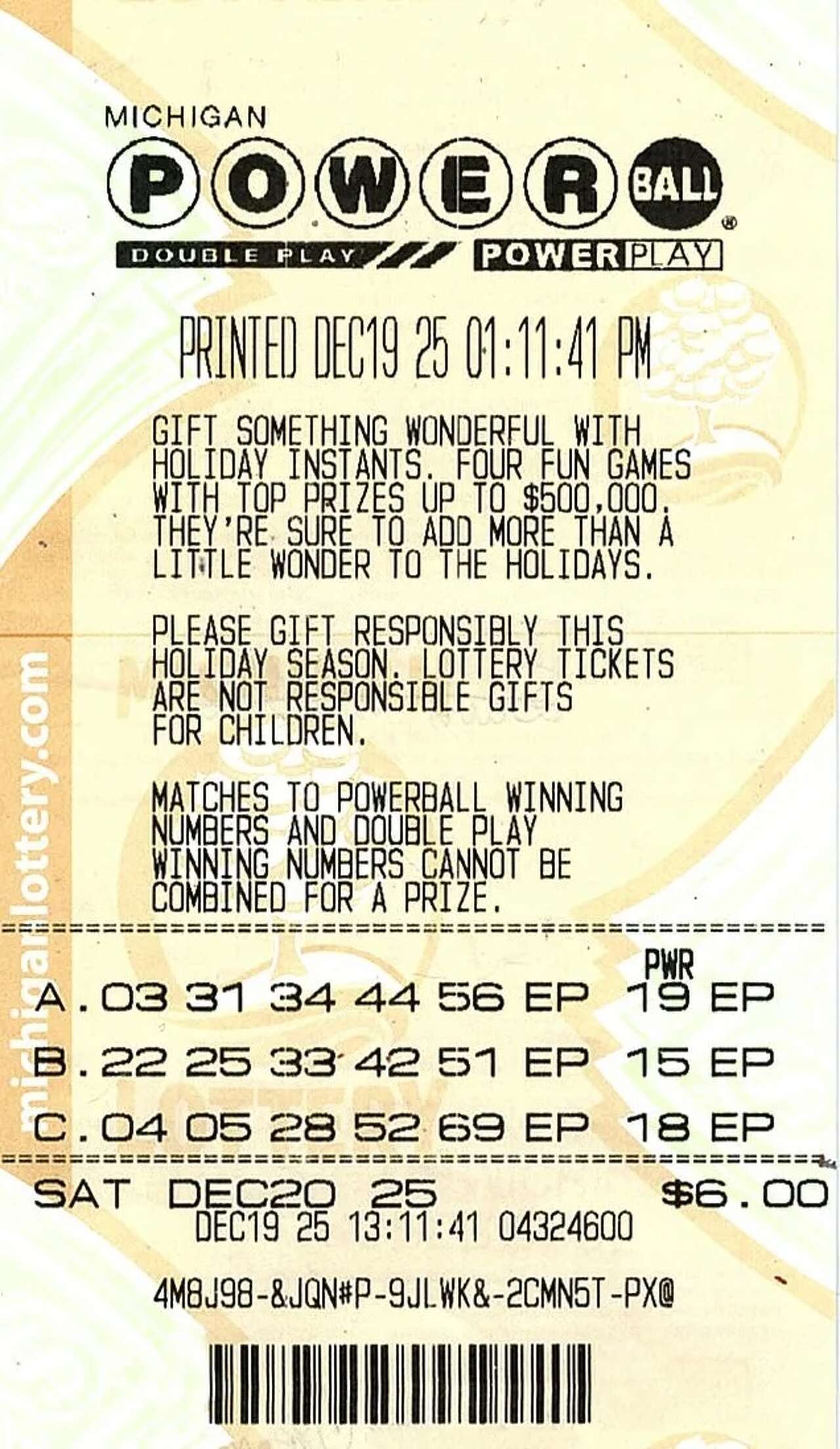 Ludington Powerball ticket delivers $1 million to K-Car lottery club