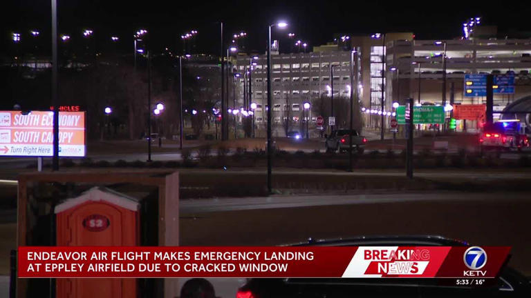 Airplane makes emergency landing in Omaha due to cracked window