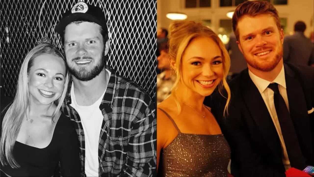 Seahawks star Sam Darnold beams at his fiancée Katie Hoofnagle, saying ...