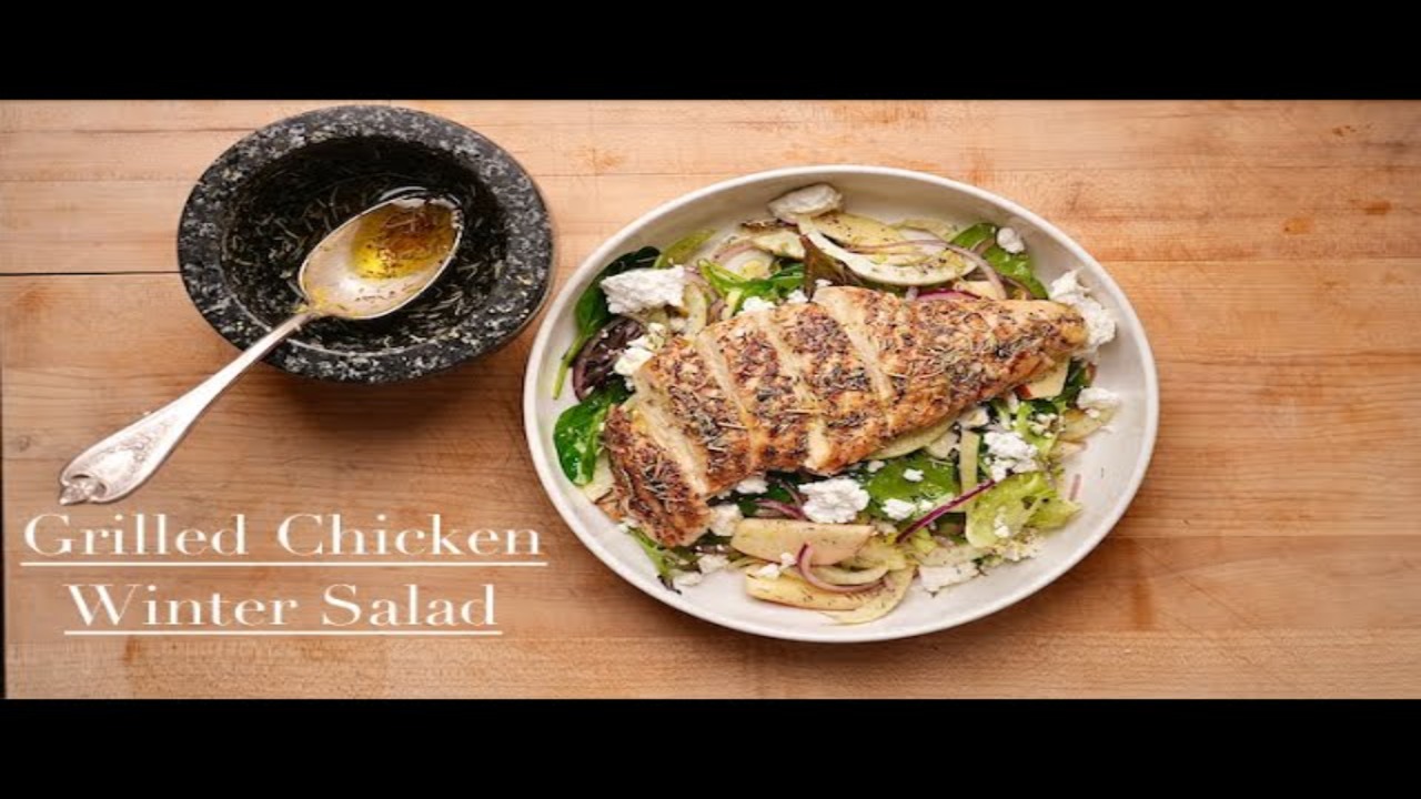 This grilled chicken winter salad is hearty enough for cold nights