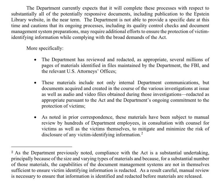 Bondi reveals that Epstein files redactions still not finished after ...