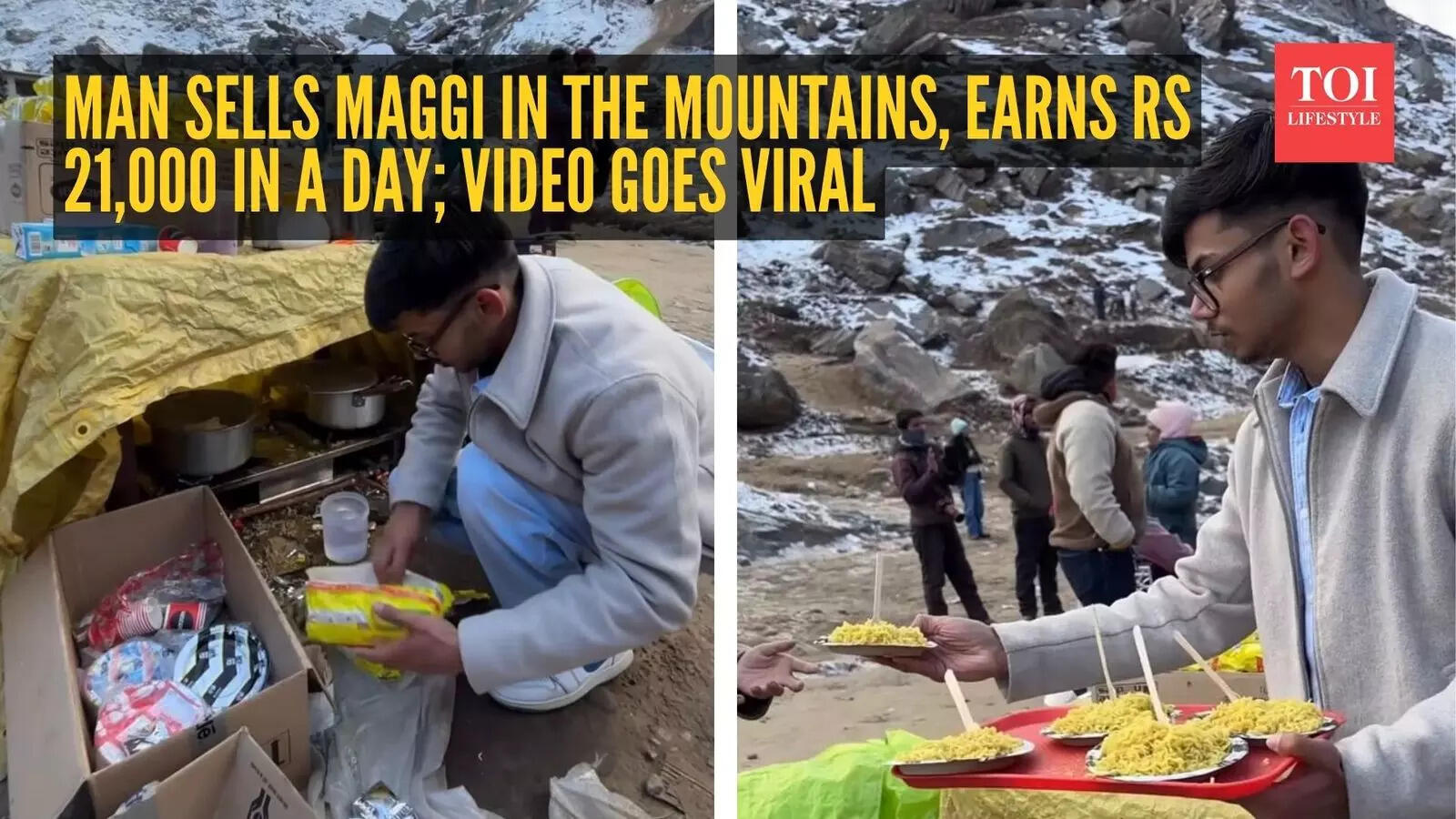 Man sells Maggi in the mountains, earns Rs 21,000 in a day; video goes ...