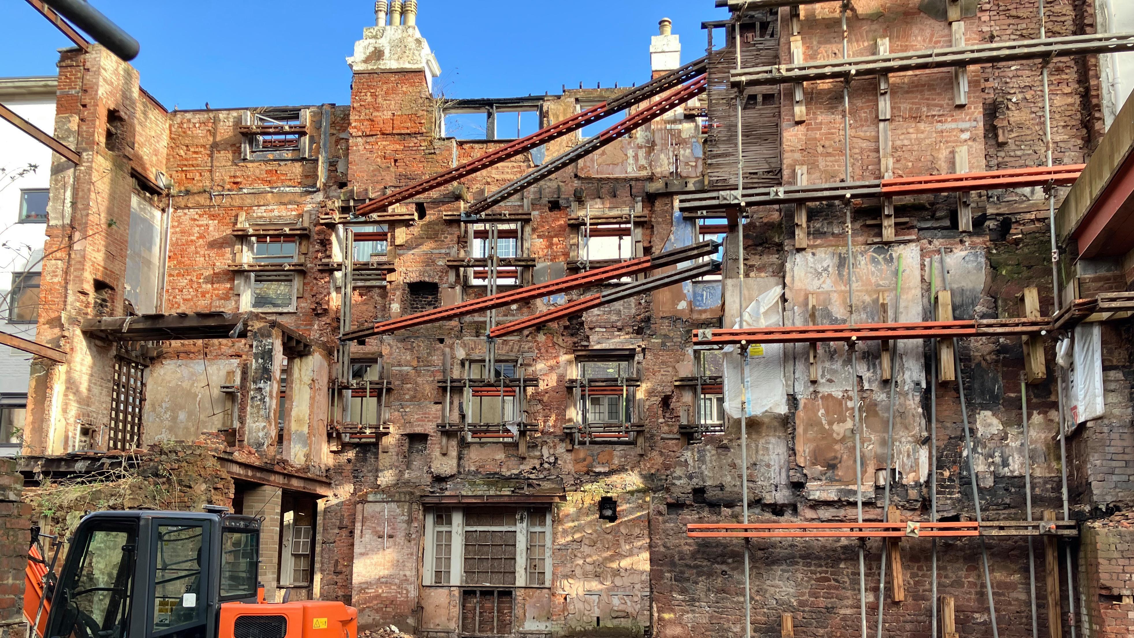Work begins on fire-ravaged hotel's redevelopment