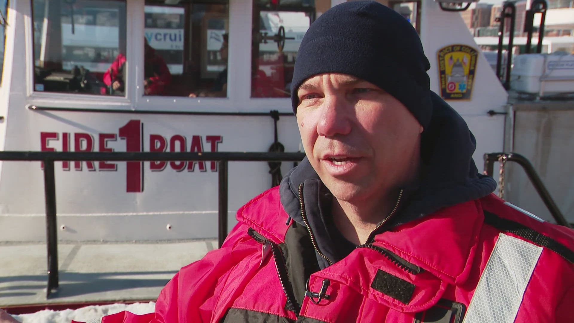 Crews are working to break through the ice on the Potomac
