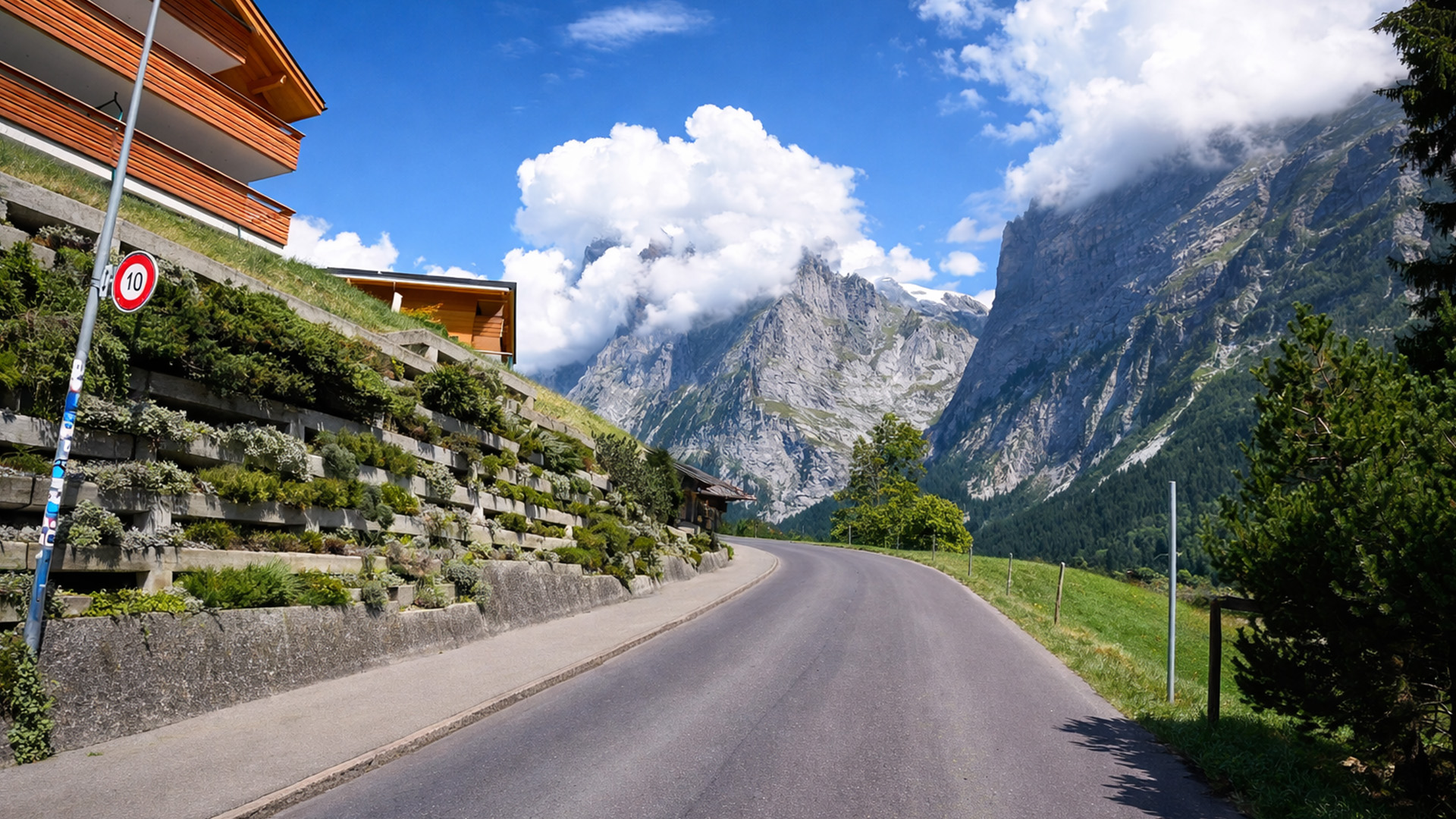 Lauterbrunnen Grindelwald scenic valley and mountain drive (4K)