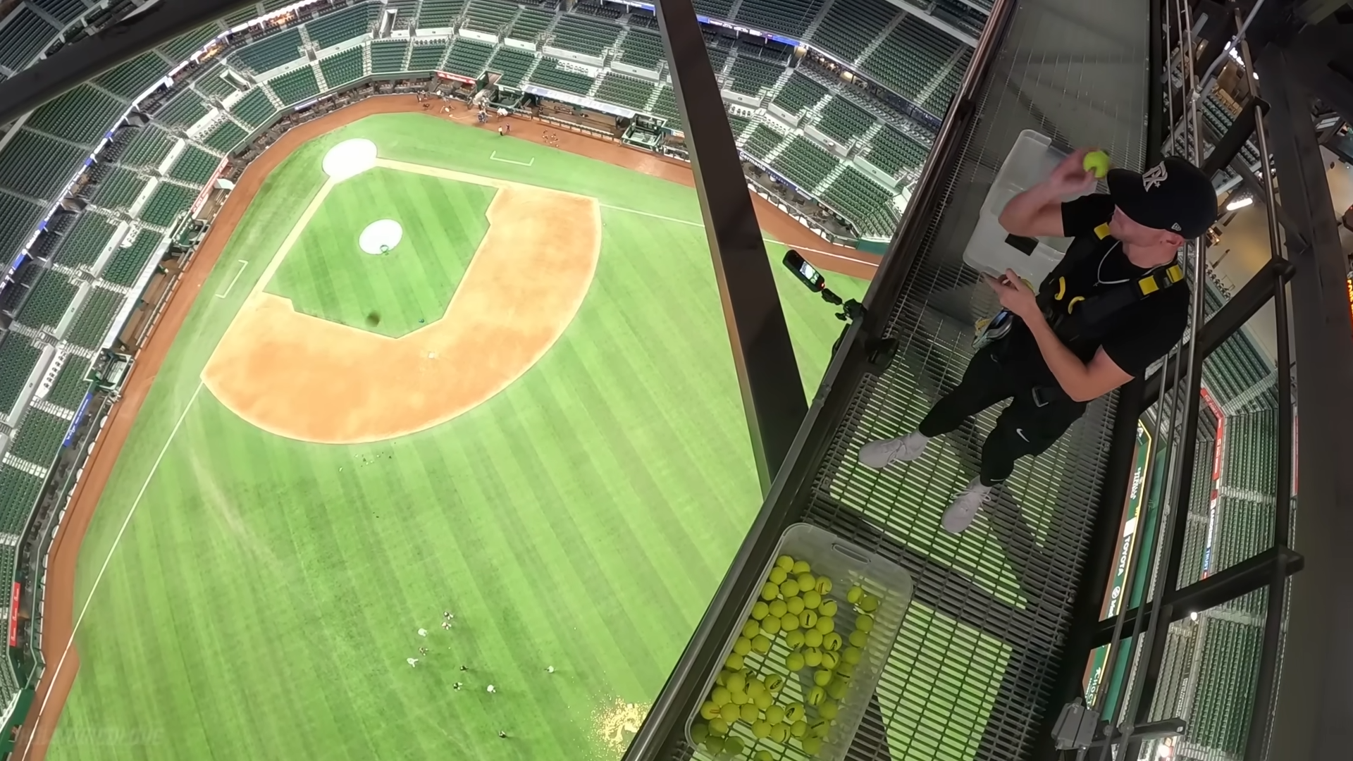 Extreme catching battle from the stadium roof with Dude Perfect